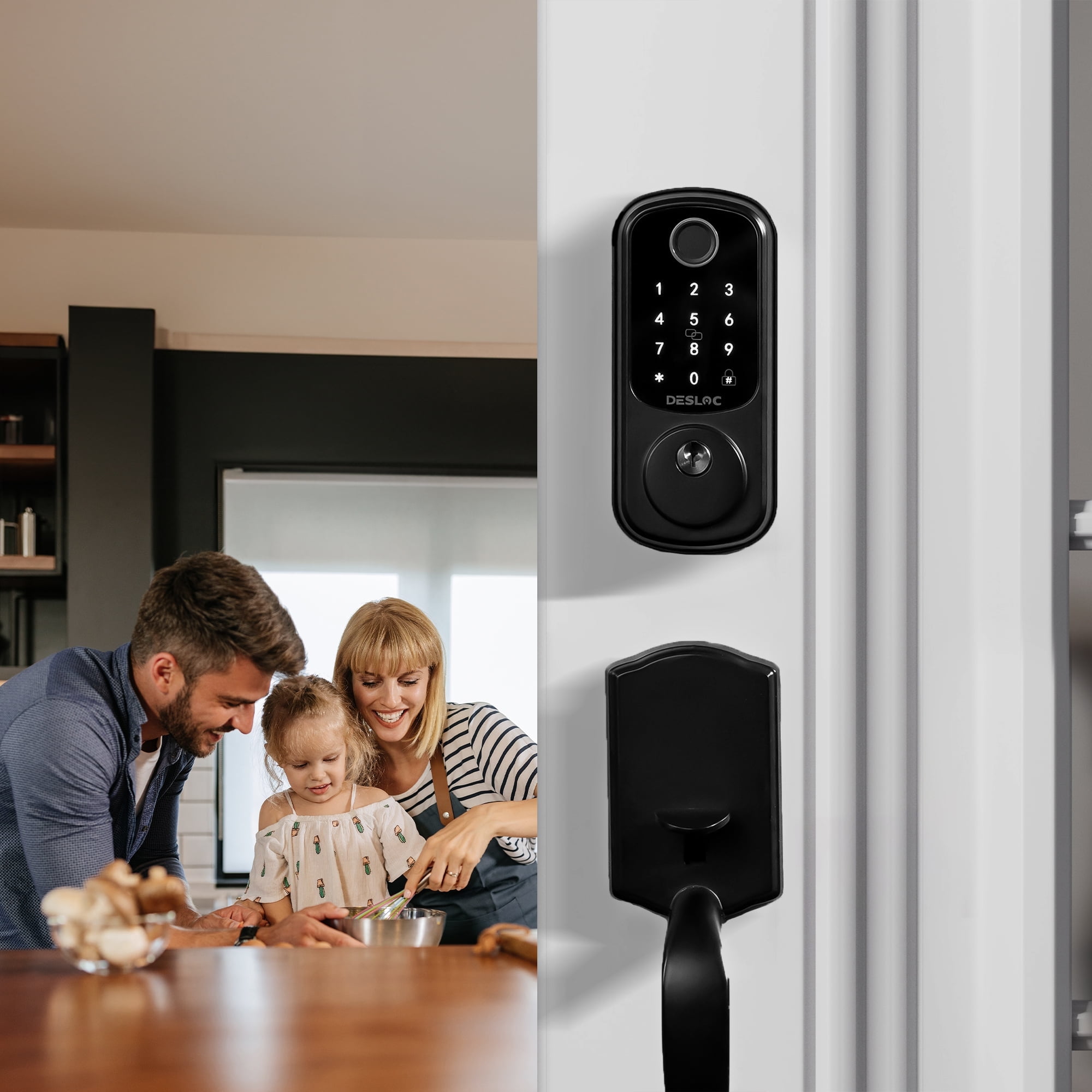 DESLOC B200 Keyless Entry Door Lock with Handle Set, Smart Locks for ...