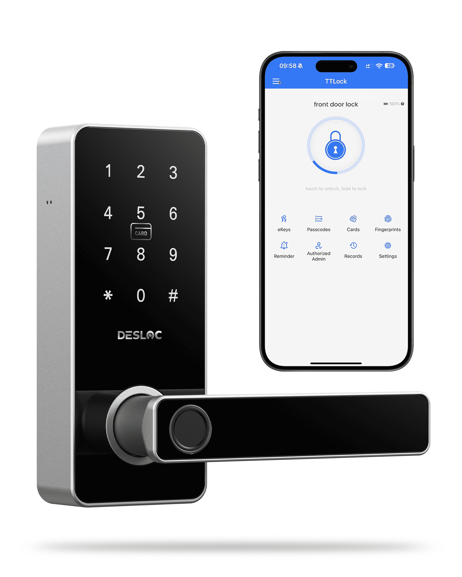 DESLOC B200L Fingerprint Smart Lock with Handle, Keyless Entry Door ...