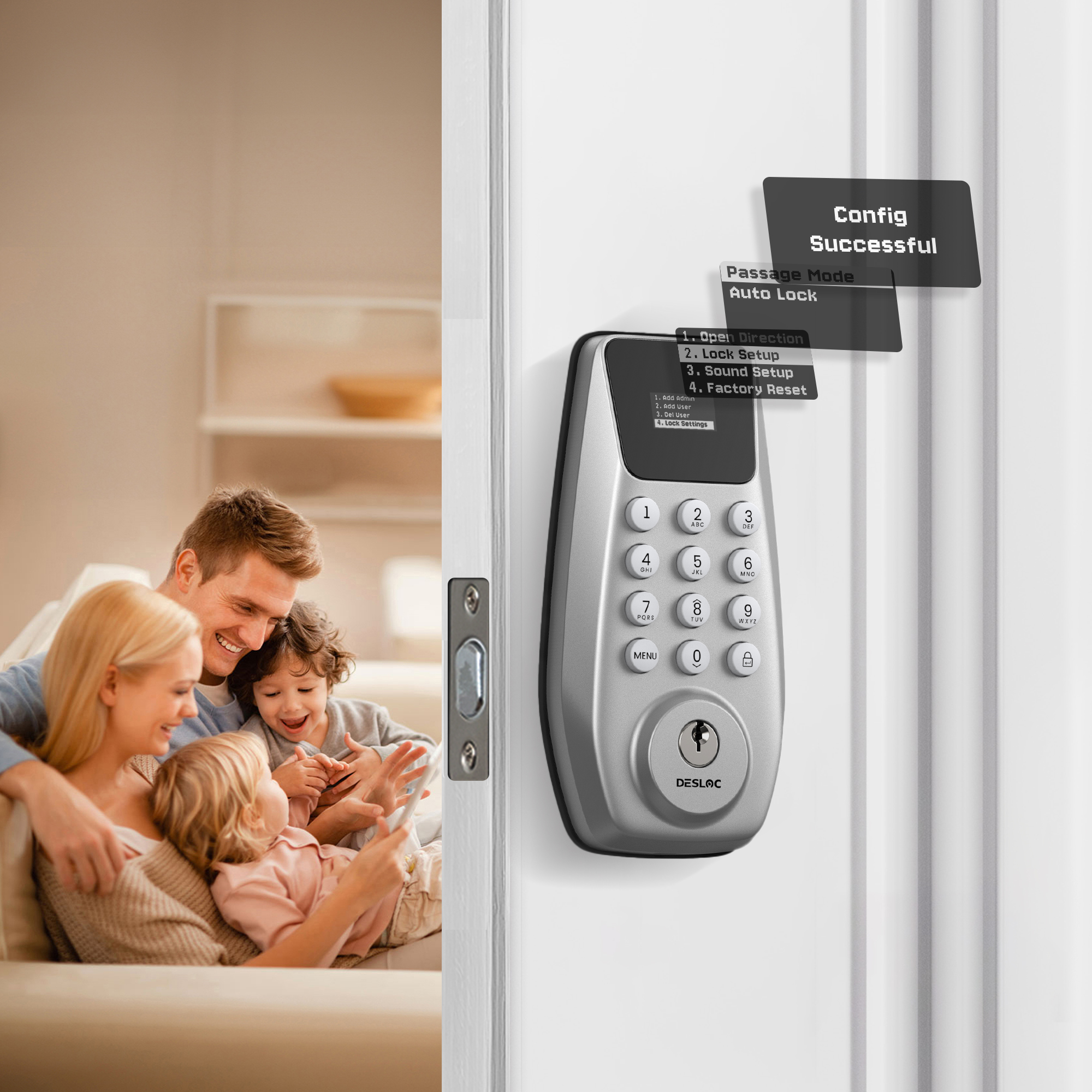 DESLOC Keypad Deadbolt with Display, Keyless Entry Smart Lock ...