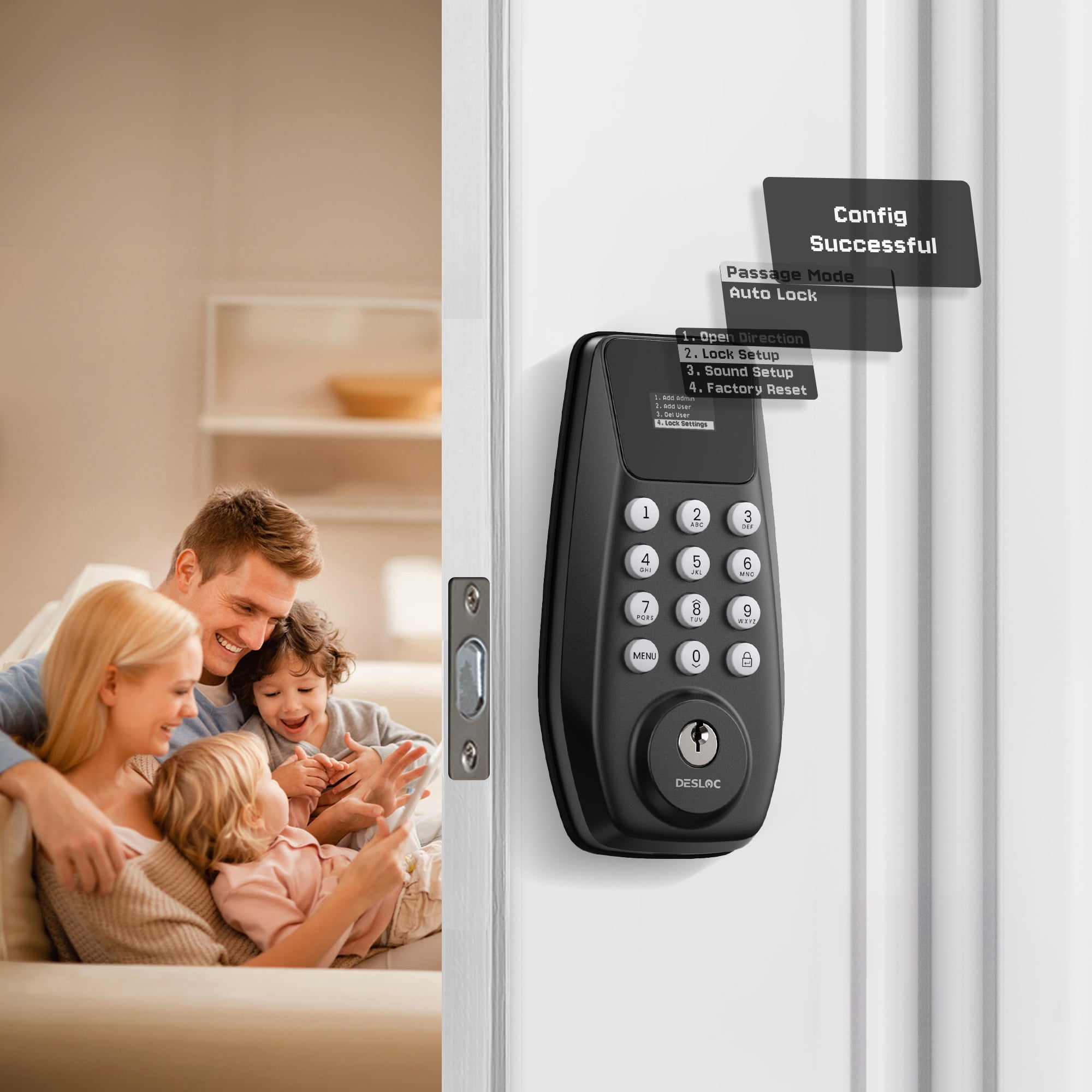 DESLOC Keypad Deadbolt with Display, Keyless Entry Smart Lock ...