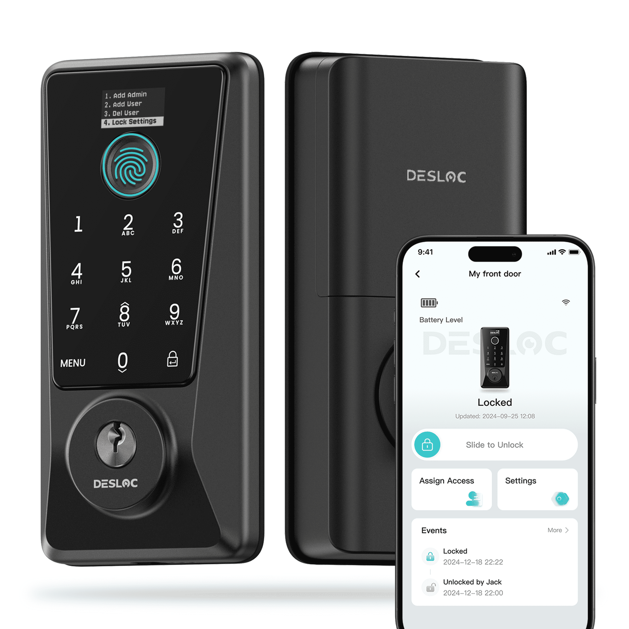 DESLOC D110 Plus Smart Deadbolt Lock with Built-In WiFi, Fingerprint ...