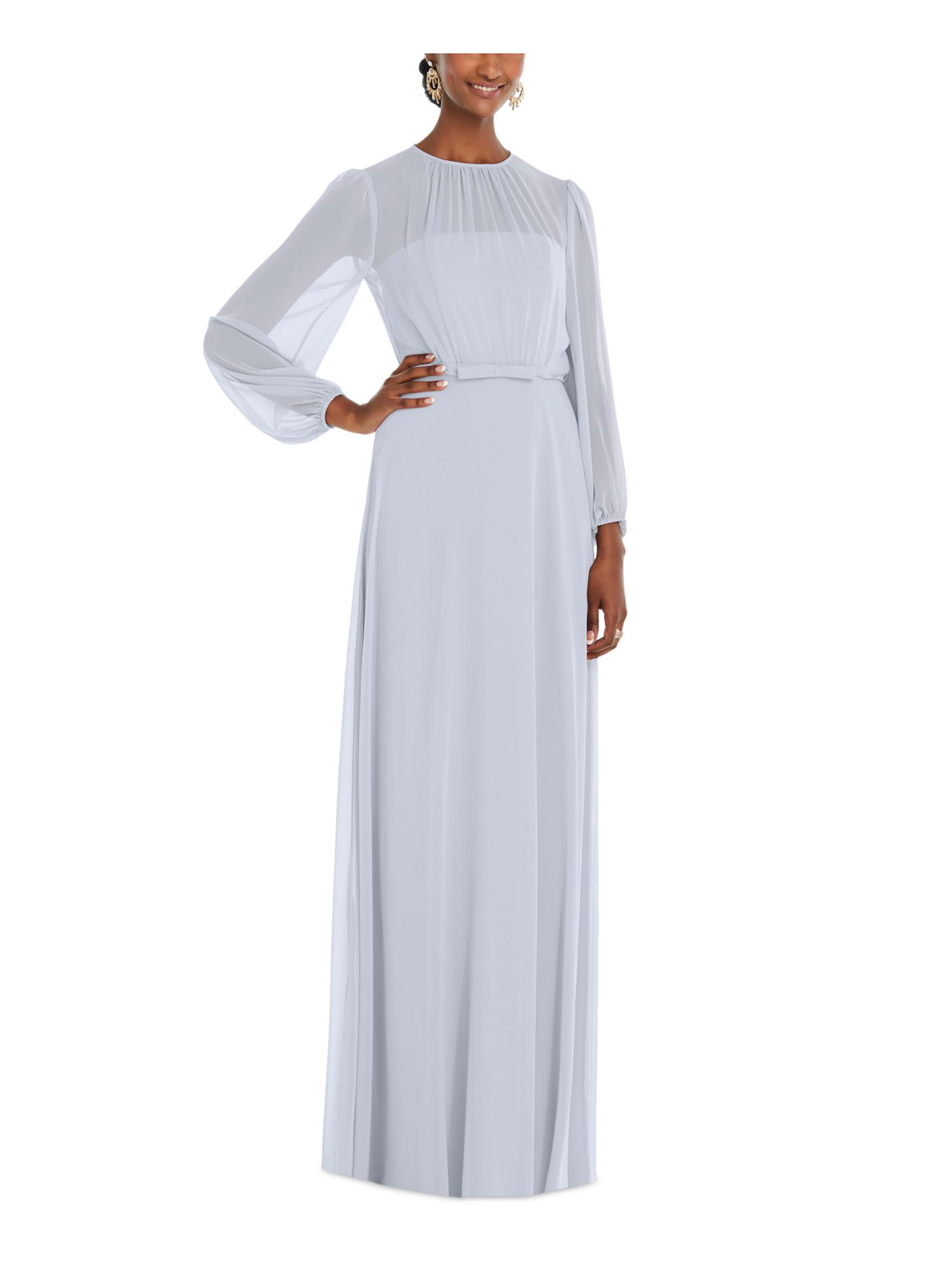 DESSY COLLECTION Womens Gray Zippered Lined Blouson Overlay Long Sleeve ...