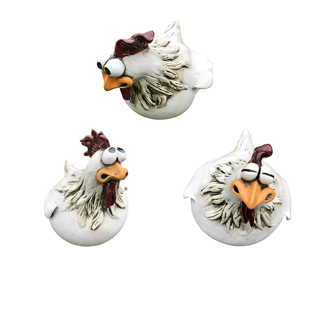 DESTYER 3pcs Chicken New Funny Eccentric Lovely Hen Resin Craft ...