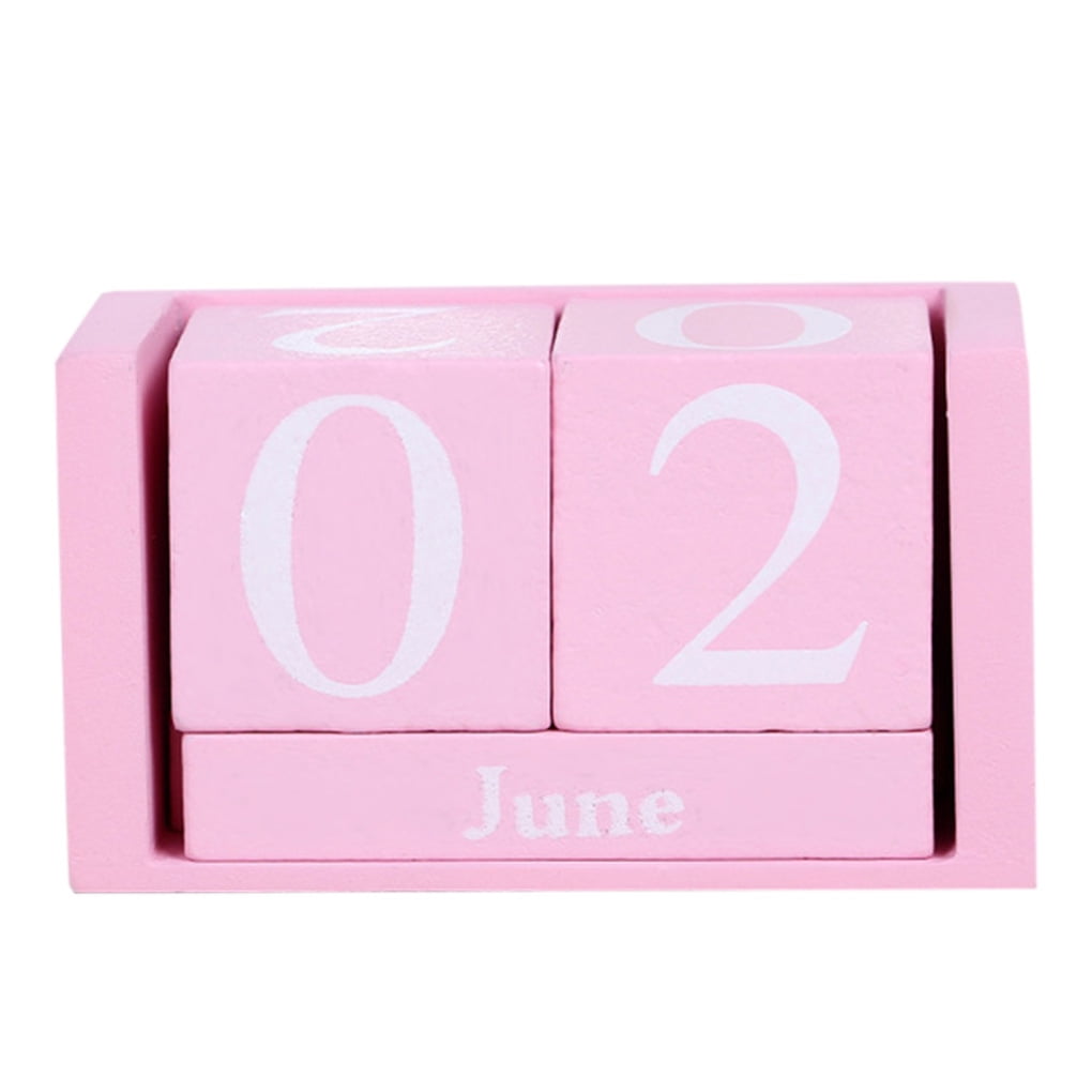 DESTYER Wooden Desktop Block Calendar Shabby Chic Date Home Desk Office ...