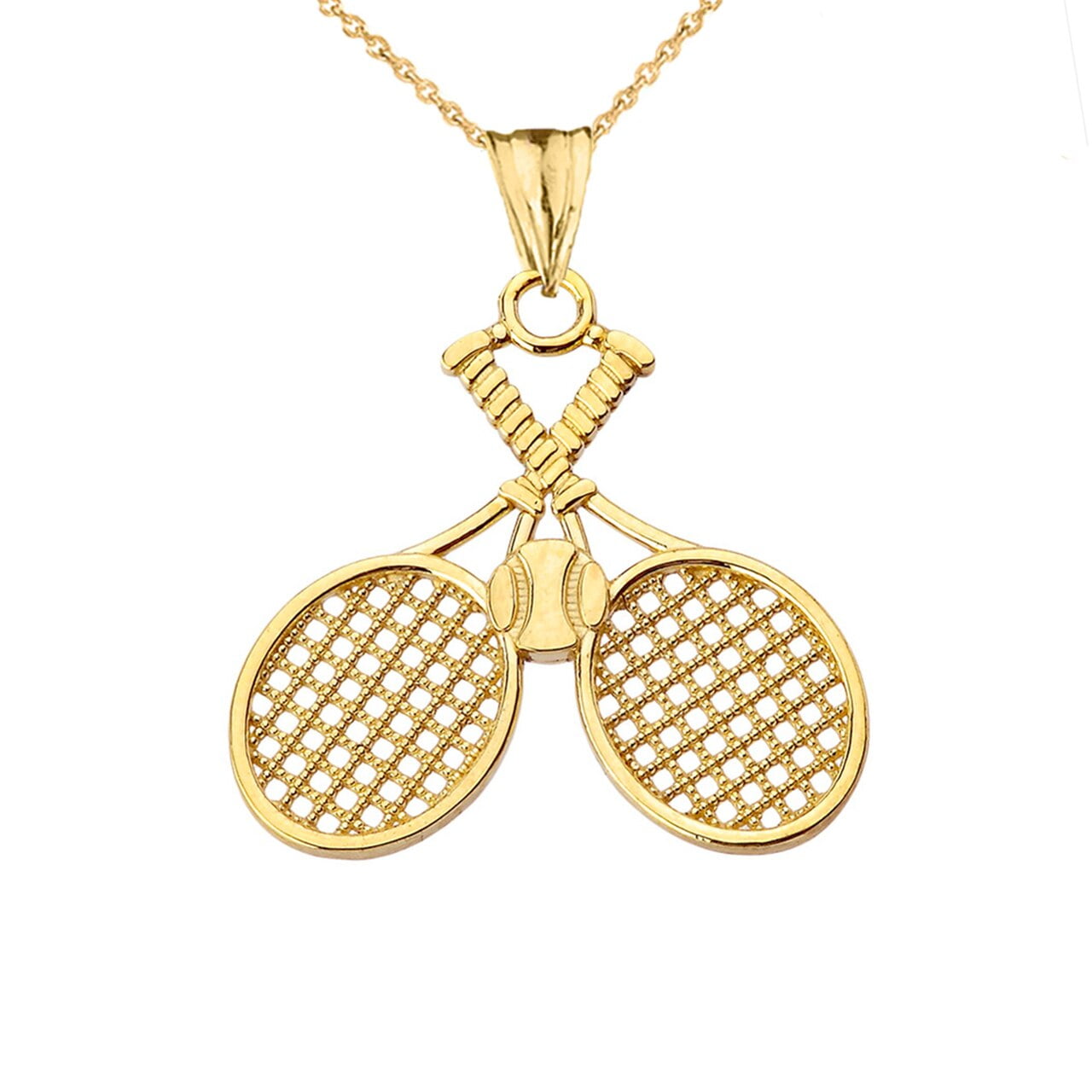 DETAILED TENNIS RACKETS PENDANT NECKLACE IN YELLOW GOLD - Walmart.com
