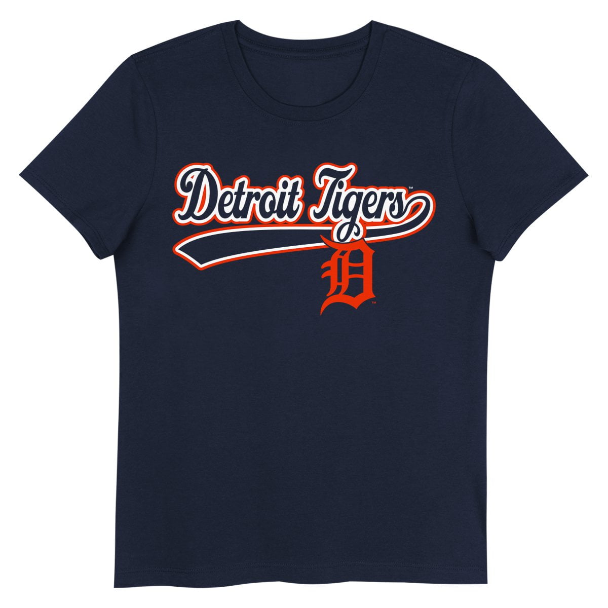 DETROIT TIGERS Girls Primry Color Cotton Crew Short Sleeve Script Tee ...
