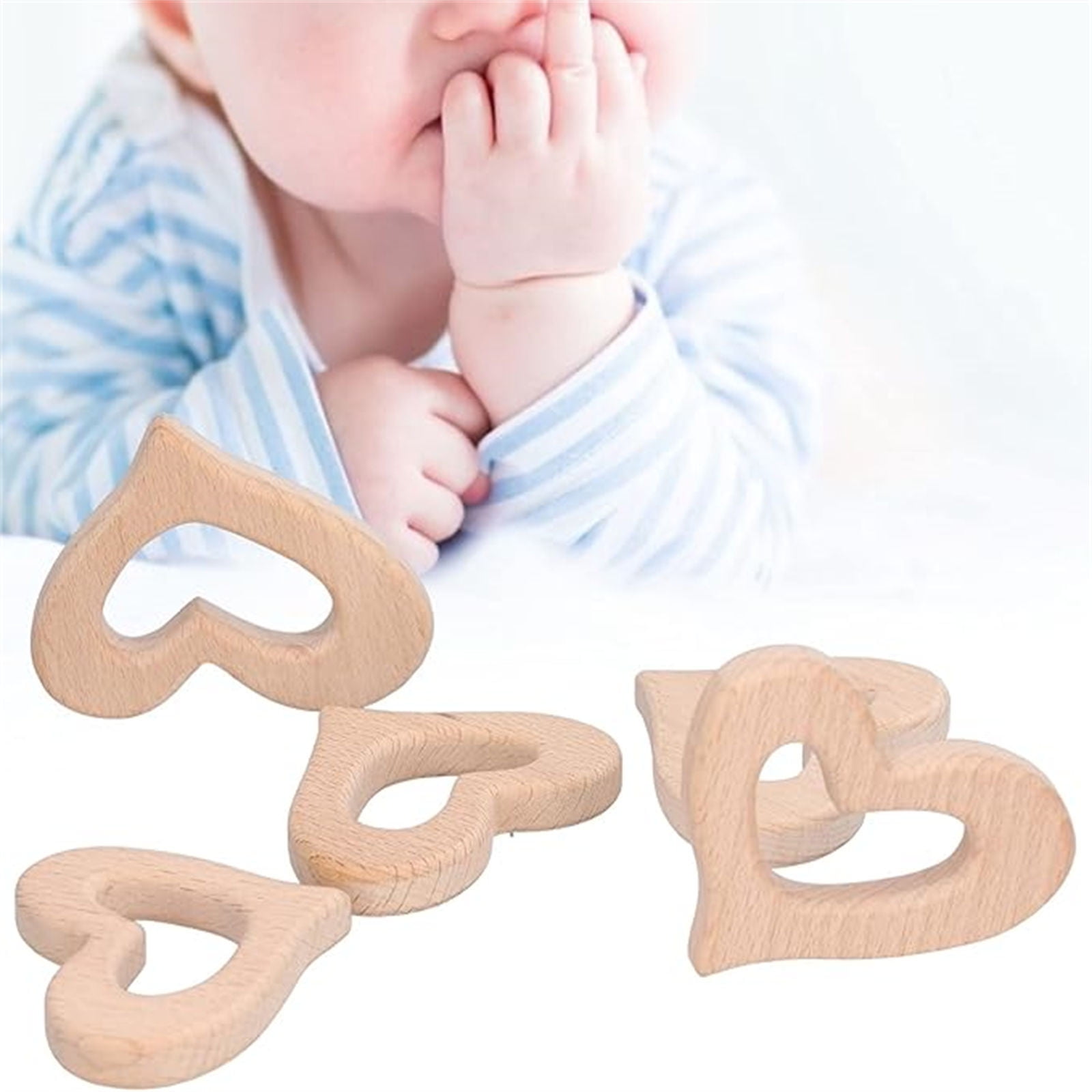 DEUUZHENQI 5pcs Wood Teether Toys, DIY Teething Necklace Cute Animal ...