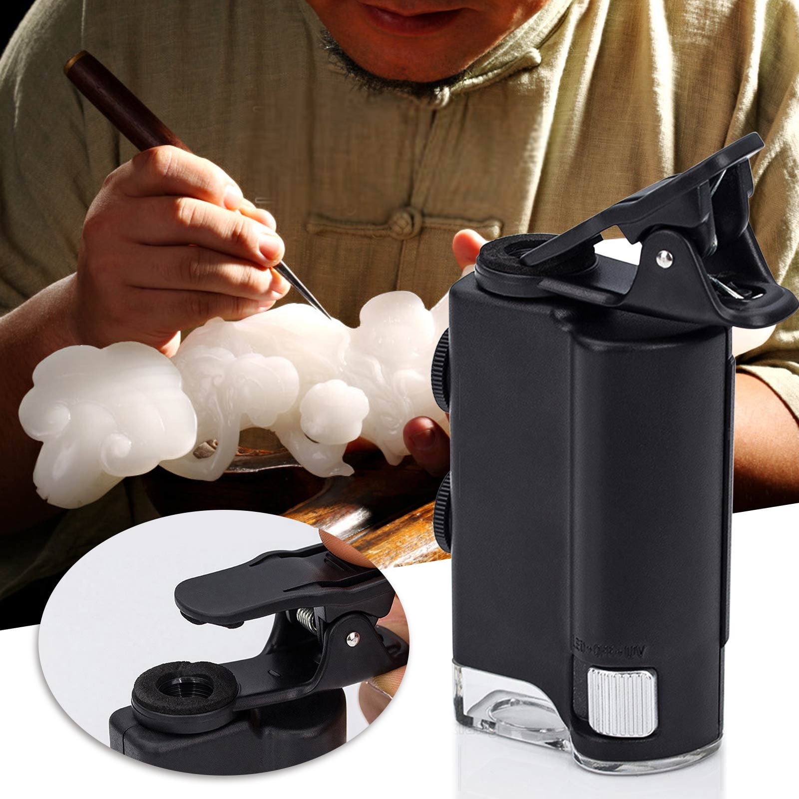 DEUUZHENQI Gemological Portable Microscope with 60-100x Optical Zoom ...