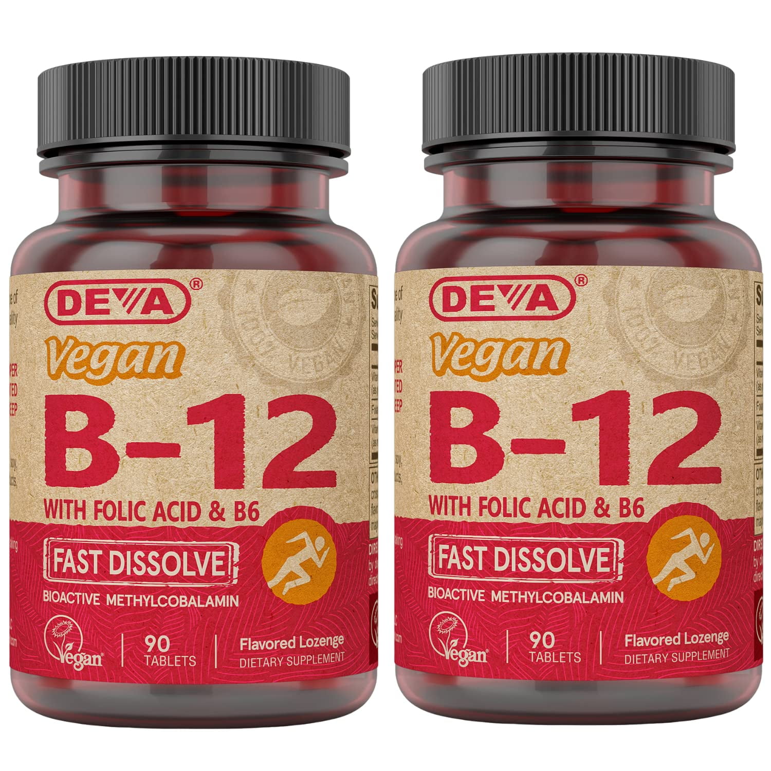 DEVA Vegan Vitamin B12 Fast Dissolve Supplement - Once-Per-Day Complex ...