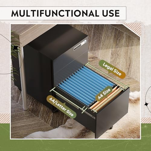 DEVAISE 3 Drawer File Cabinet with Combination Lock, Fully Assembled ...