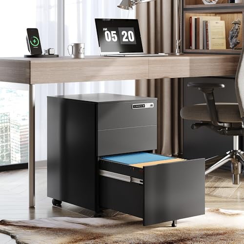DEVAISE 3 Drawer File Cabinet with Digital Lock, Pre-Assembled Steel ...