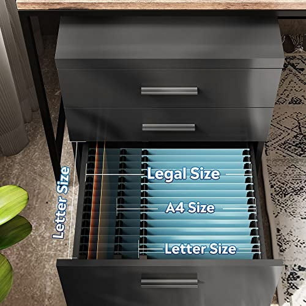 DEVAISE 3 Drawer File Cabinet for Home Office, Wood Under Desk Filing ...