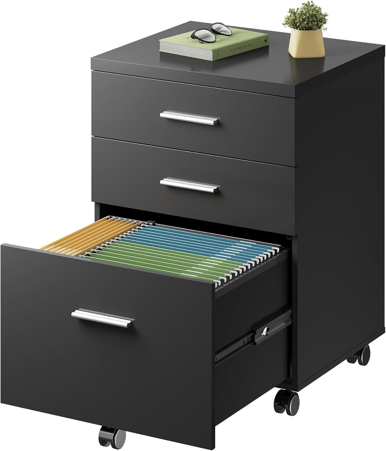 DEVAISE 3 Drawer File Cabinet for Home Office, Wood Under Desk Filing ...