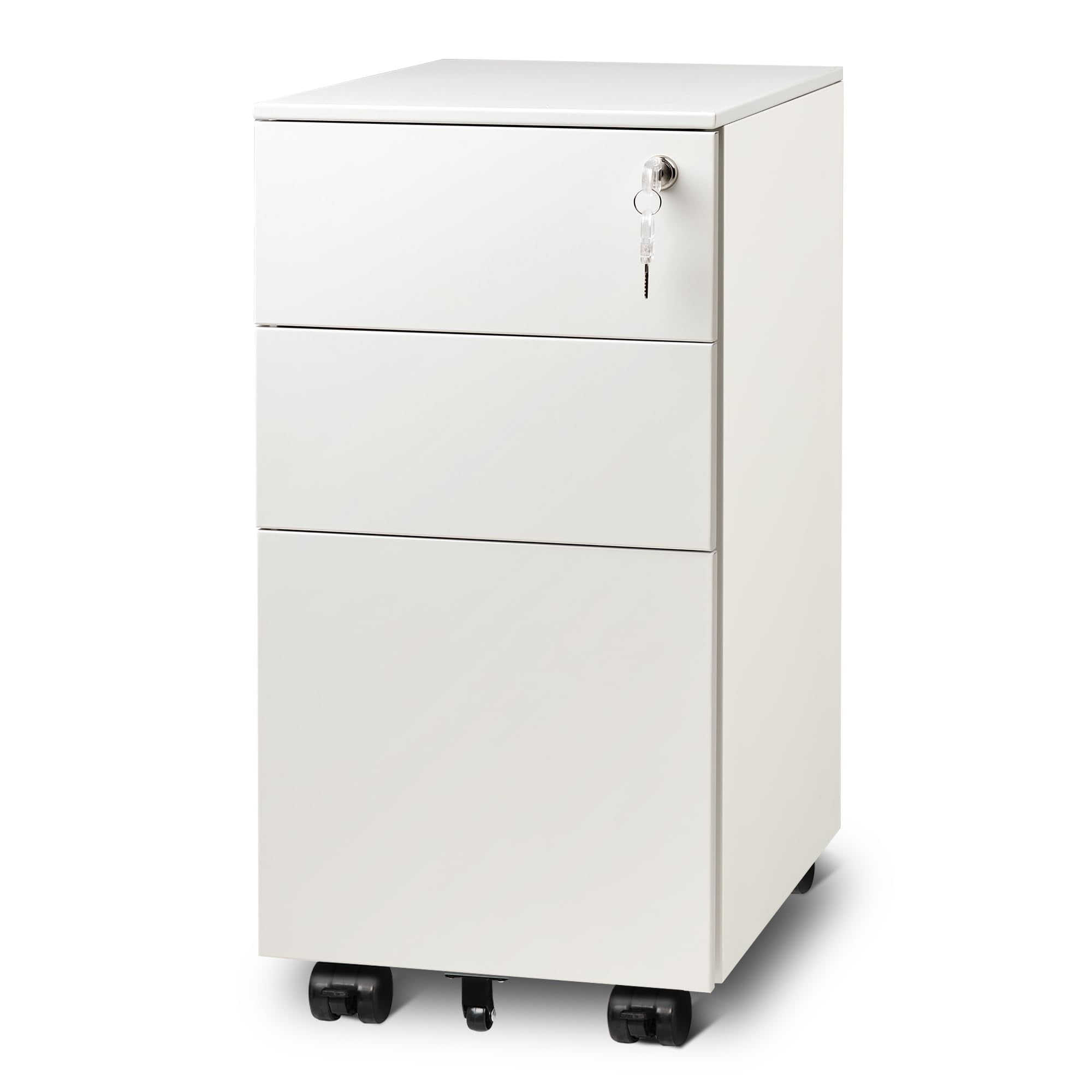 DEVAISE 3 Drawer Vertical File Cabinet, Mobile Filing Cabinet with Slim ...