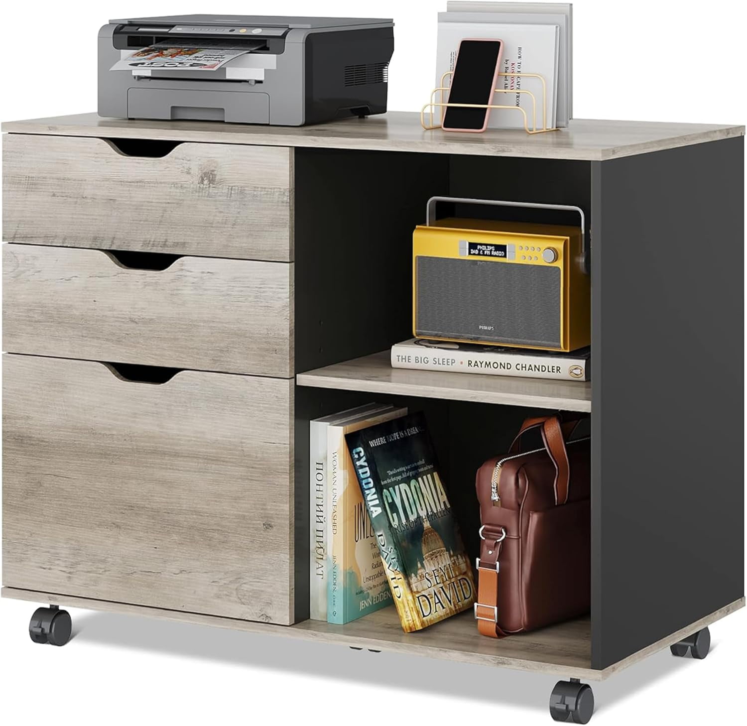 DEVAISE 3-Drawer Wood File Cabinet, Mobile Lateral Filing Cabinet ...