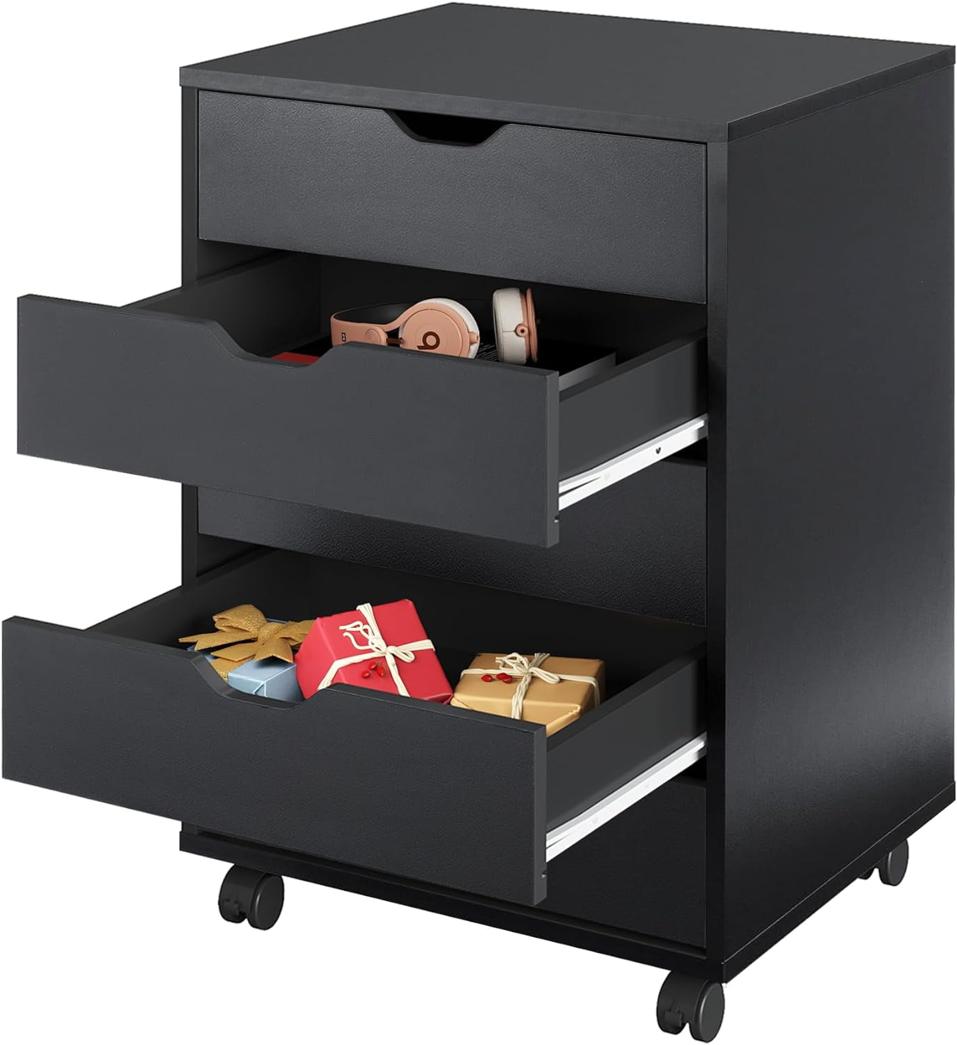 DEVAISE 5-Drawer Chest, Wood Storage Dresser file Cabinet with Wheels ...