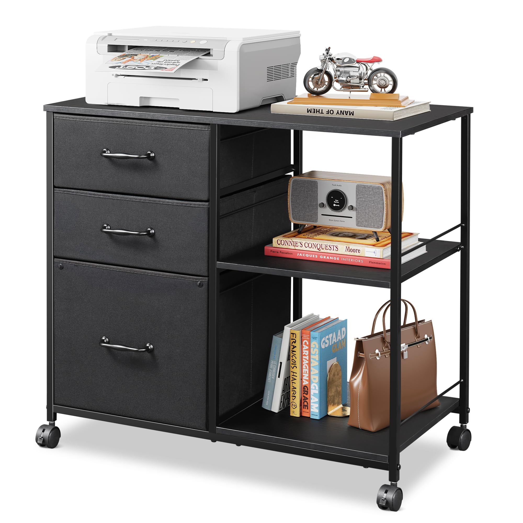 DEVAISE 3-Drawer Wood File Cabinet, Lateral Filing & Printer Stand on ...