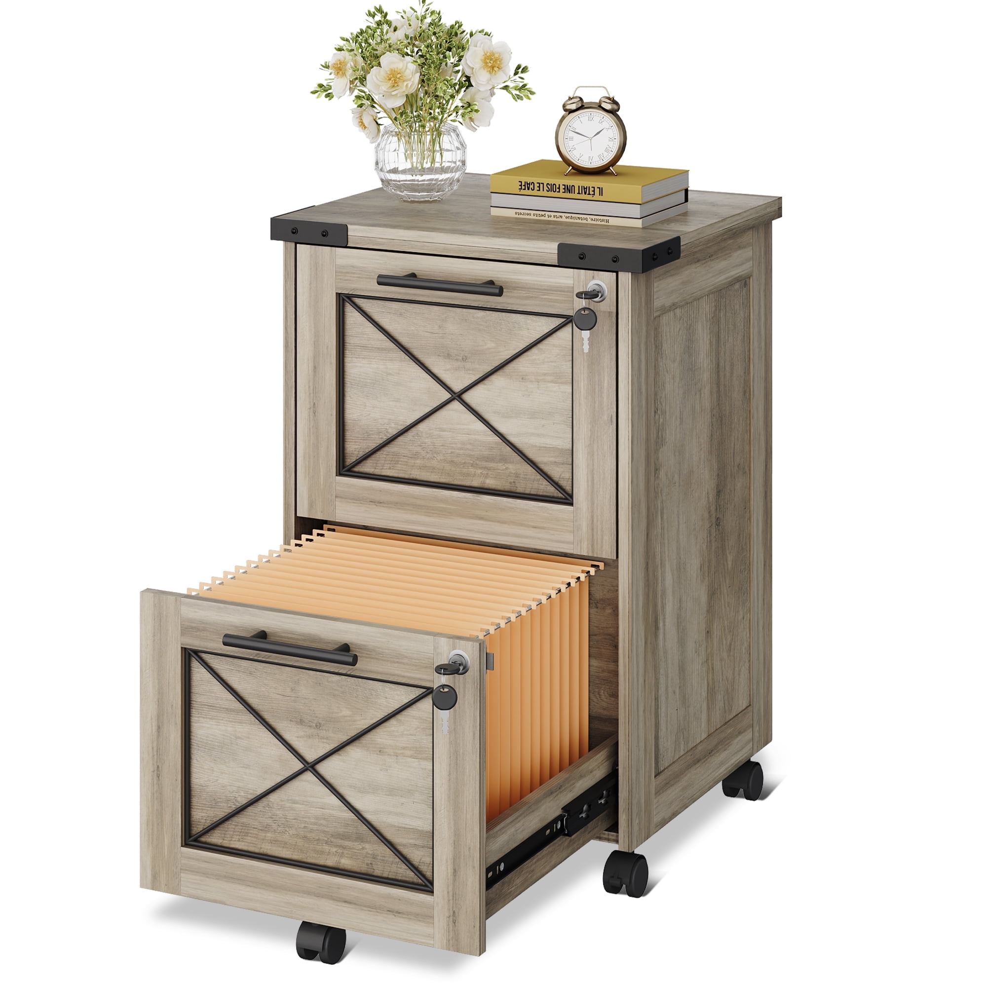 DEVAISE File Cabinet with 3 Drawers and Caster Wheels for Home Office ...