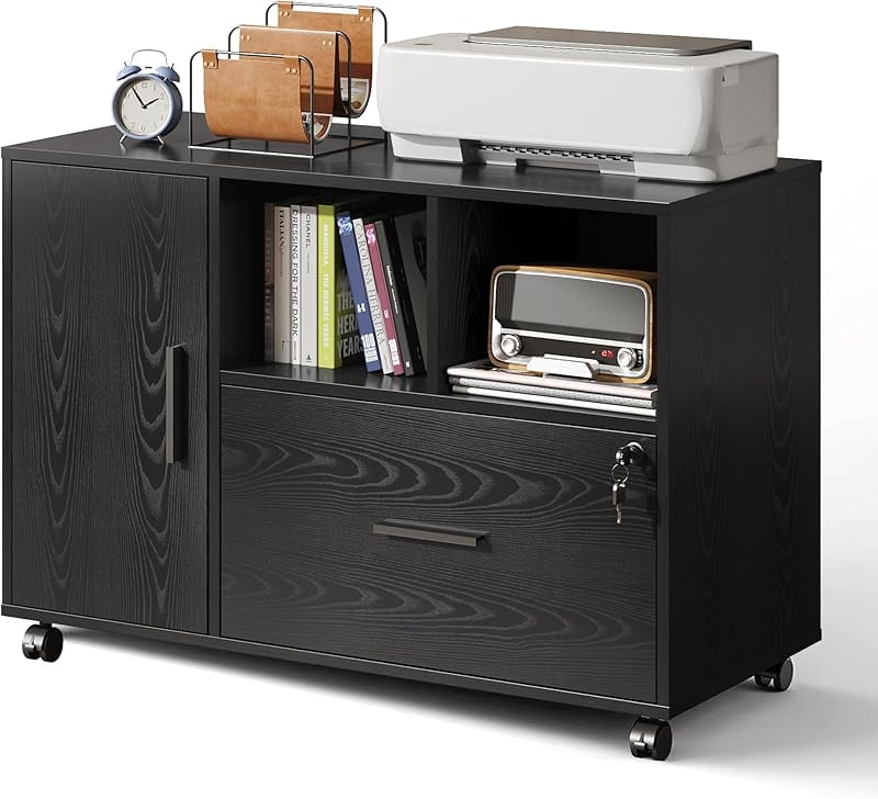 DEVAISE Lateral File Cabinet with Lock, 1-Drawer Rolling File Cabinets ...