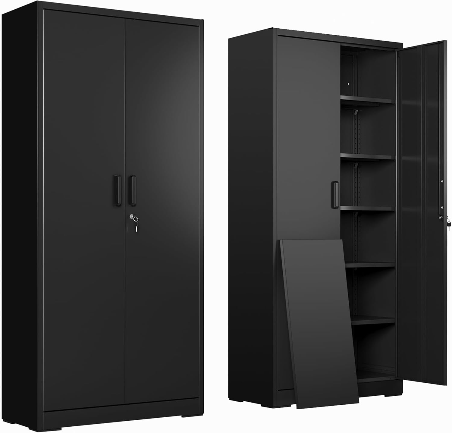 DEVAISE Metal Garage Storage Cabinet with 2 Doors and 5 Adjustable ...