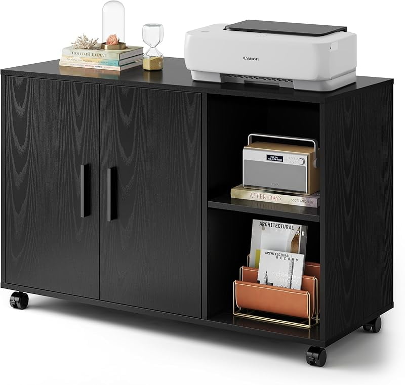 DEVAISE Office Storage Cabinet with Doors and Shelves, Lateral Printer ...
