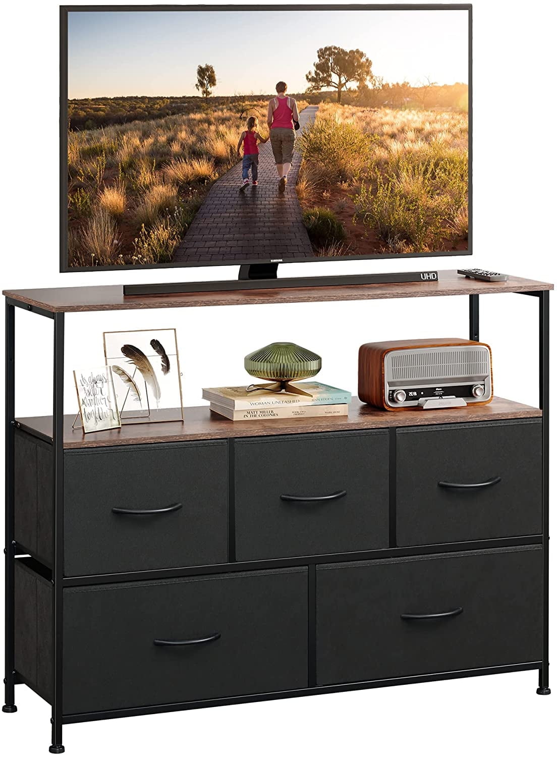 DEVAISE Metal Dresser TV Stand for 45 inch TV, Entertainment Center ...