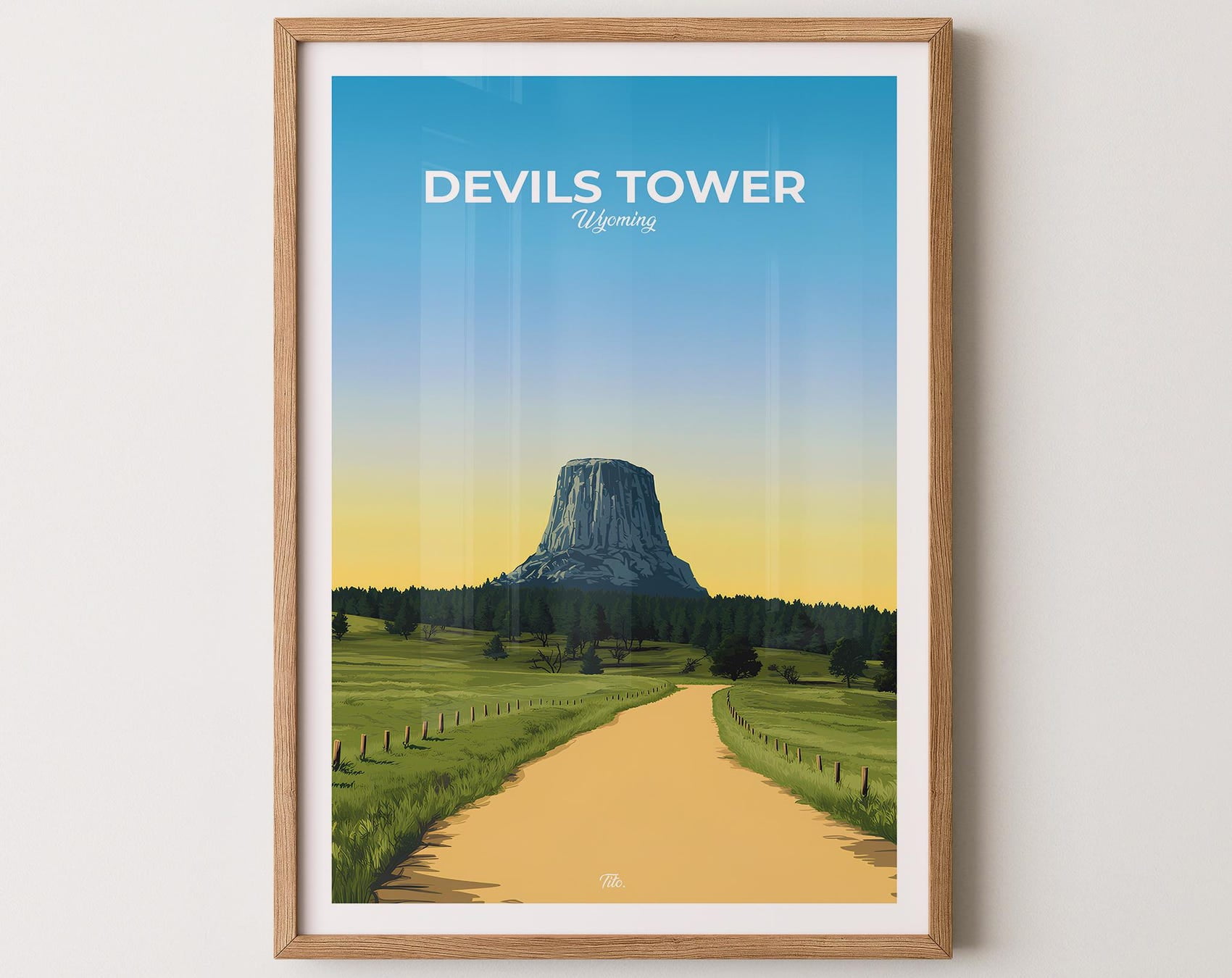 DEVILS TOWER Poster, Devils Tower Travel Poster, Devils Tower Art Print, Devils Tower Wall Art ...