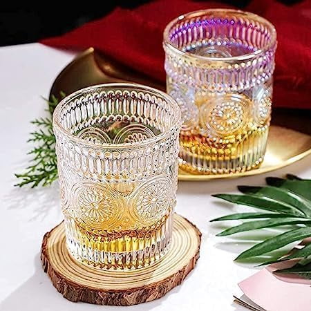 DEVKUVAR Premium Embossed Romantic Water Glassware Drinking Glass ...