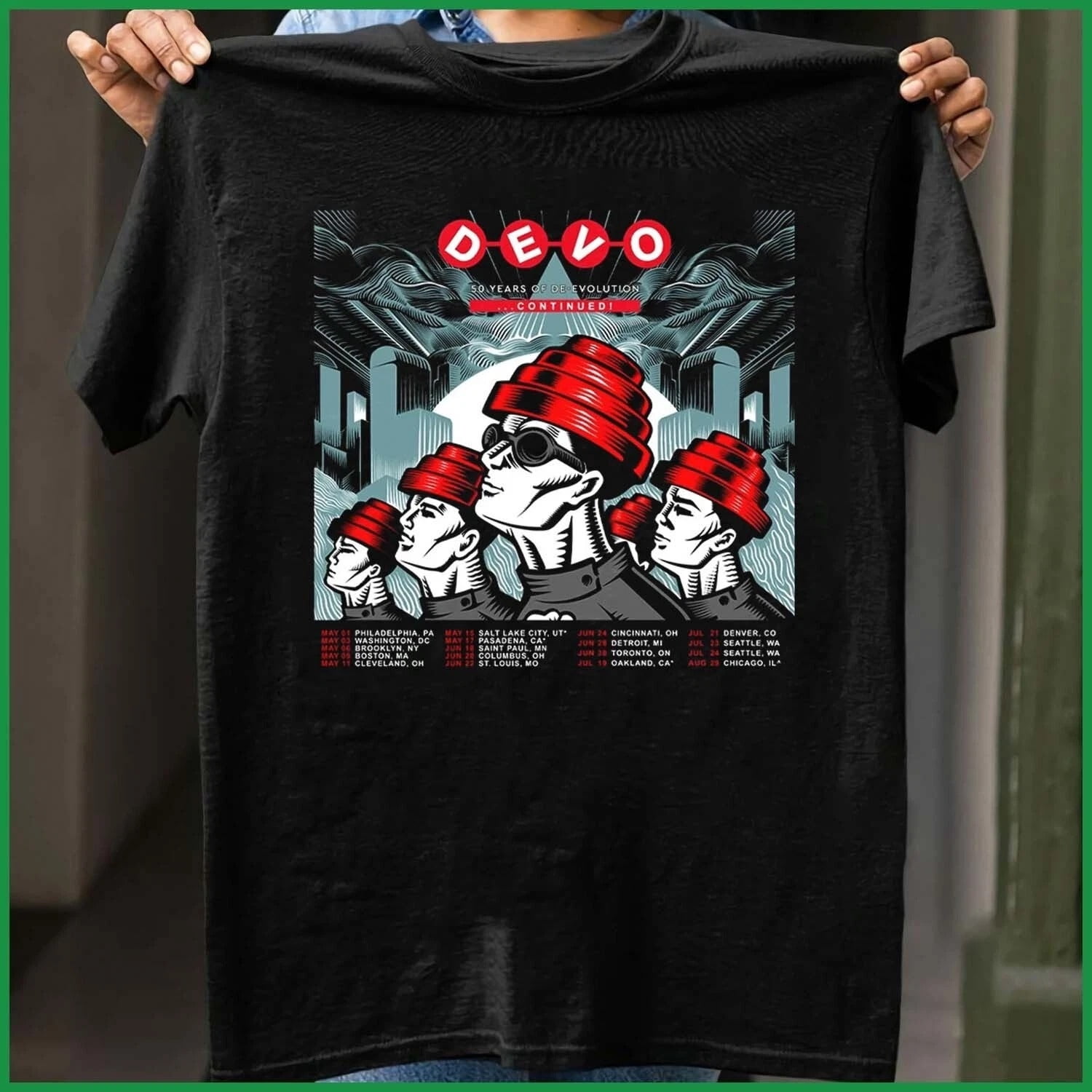 DEVO Band NORTH AMERICAN TOUR 2025 Short Sleeve Black All Size T-Shirt - Walmart.com