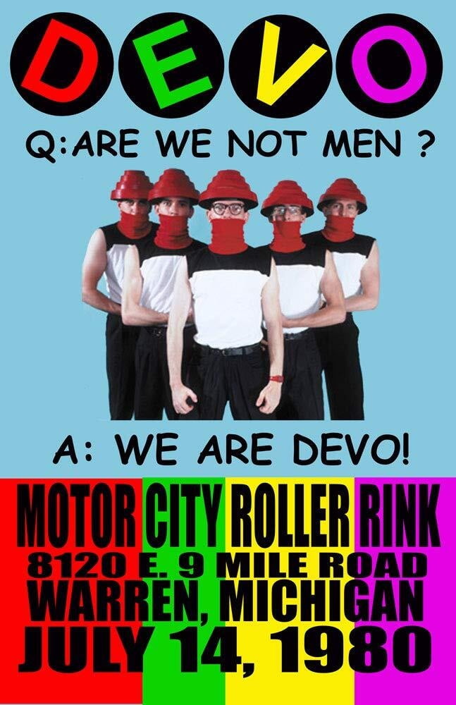 DEVO REPLICA MOTER CITY ROLLER RINK 1980 CONCERT POSTER - Walmart.com