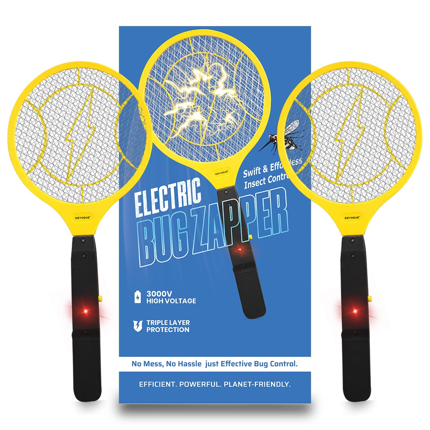DEVOGUE® Pack of 2 Electric Fly Swatter Bug Zapper Operated with 2 * AA ...
