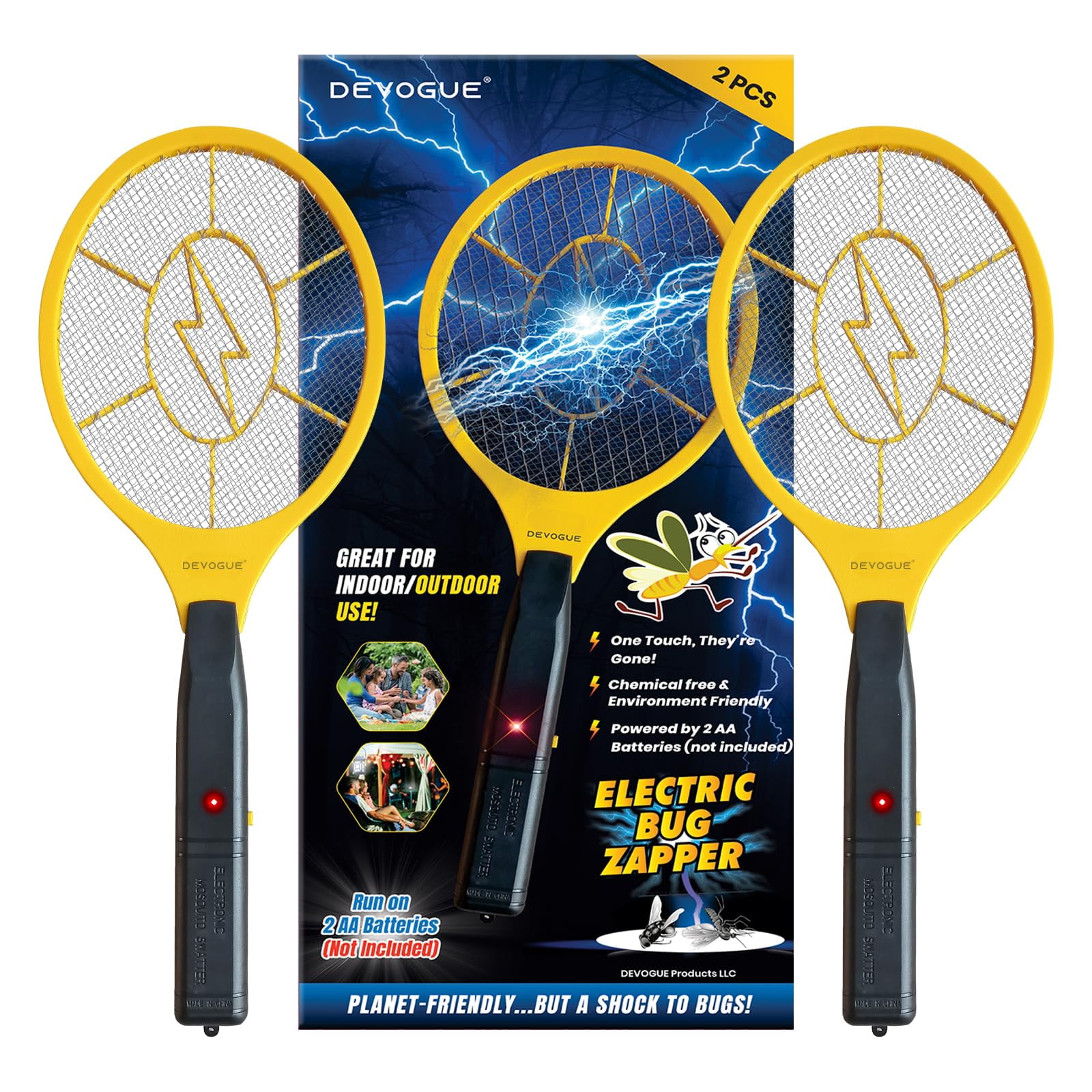 DEVOGUE® Pack of 2 VTF5 Electric Fly Swatter Bug Zapper Battery ...
