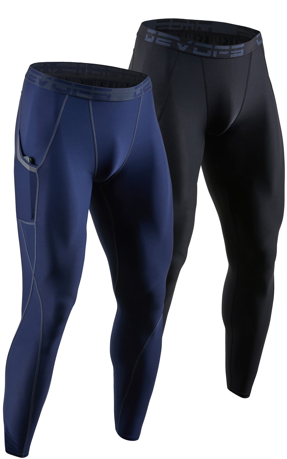 DEVOPS 2 Pack Men's Compression Pants Athletic Leggings With Pocket (2X ...