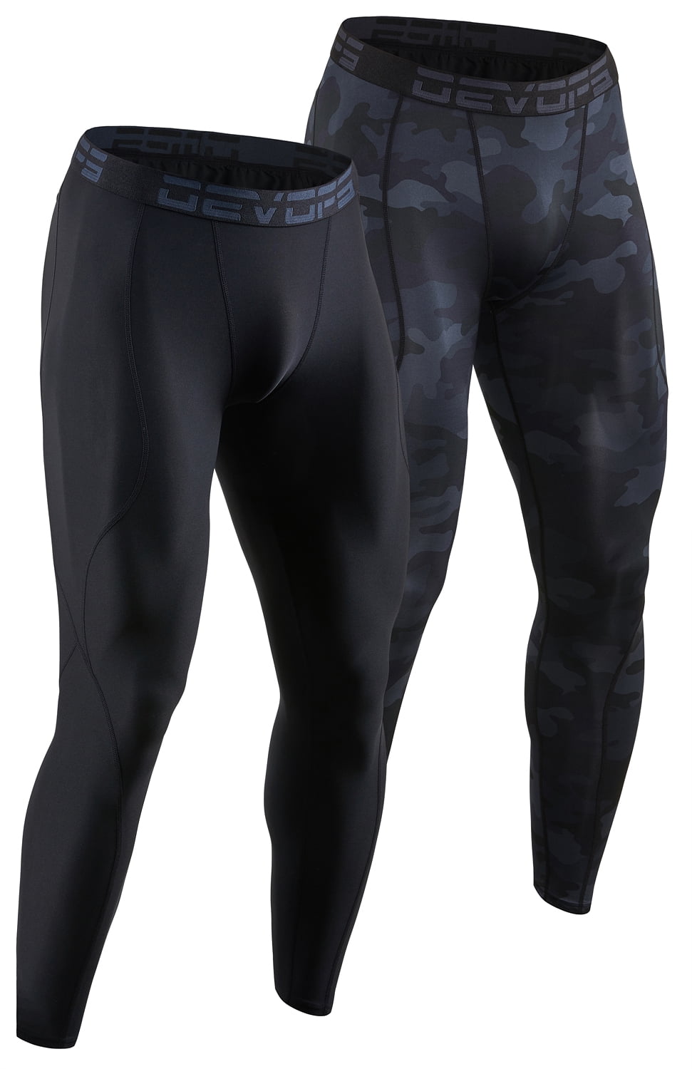 DEVOPS 2 Pack Men's Compression Pants Athletic Leggings (X-Large, Black ...