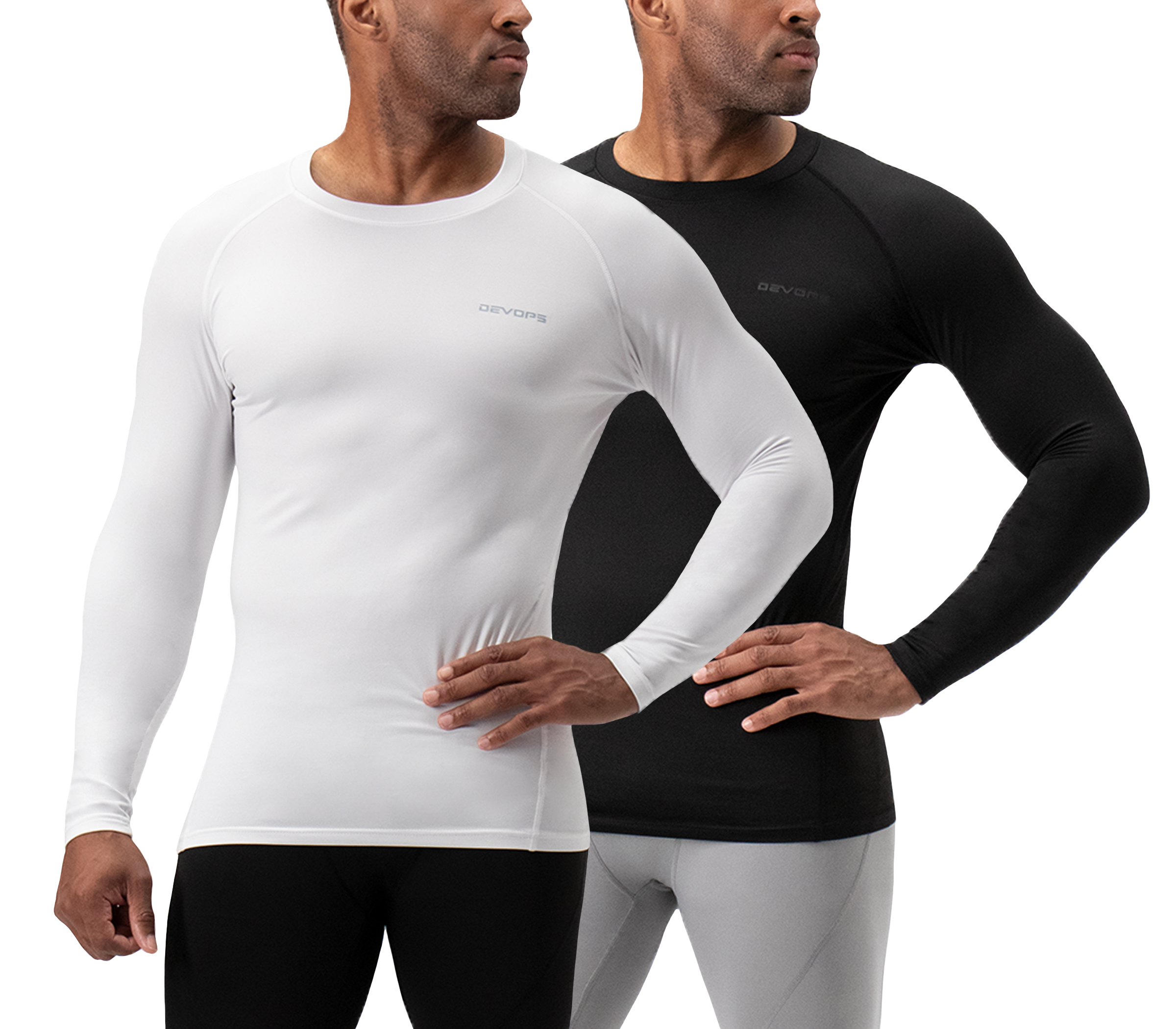 DEVOPS 2 Pack Men's thermal turtle neck long sleeve compression shirts ...