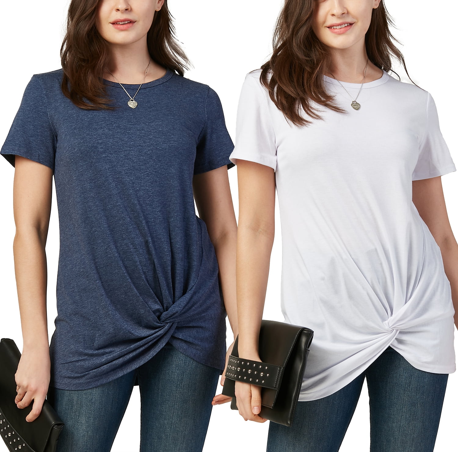 DEVOPS 2 Pack Women's Casual Shirts Short Sleeve Tops Daily Tunics ...