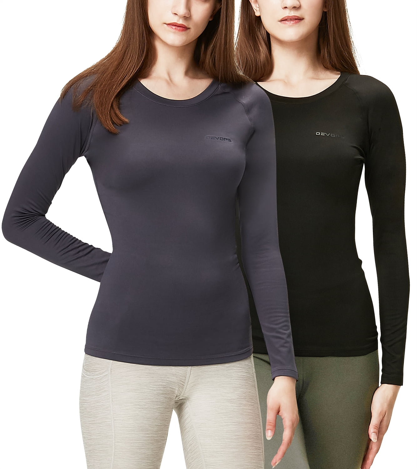 DEVOPS 2 Pack Women's Long sleeve compression Winter tops thermal ...