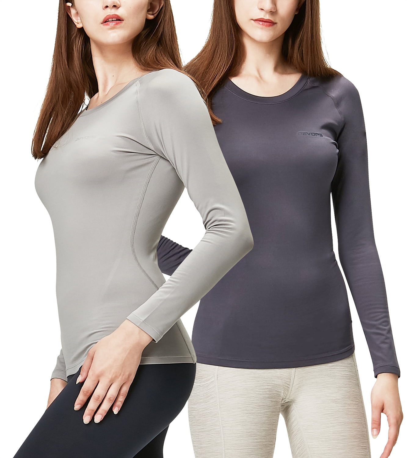 DEVOPS 2 Pack Women's Long sleeve compression Winter tops thermal ...