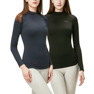 DEVOPS 2 Pack Women's Long sleeve compression Winter tops thermal undershirts for cold weather ...