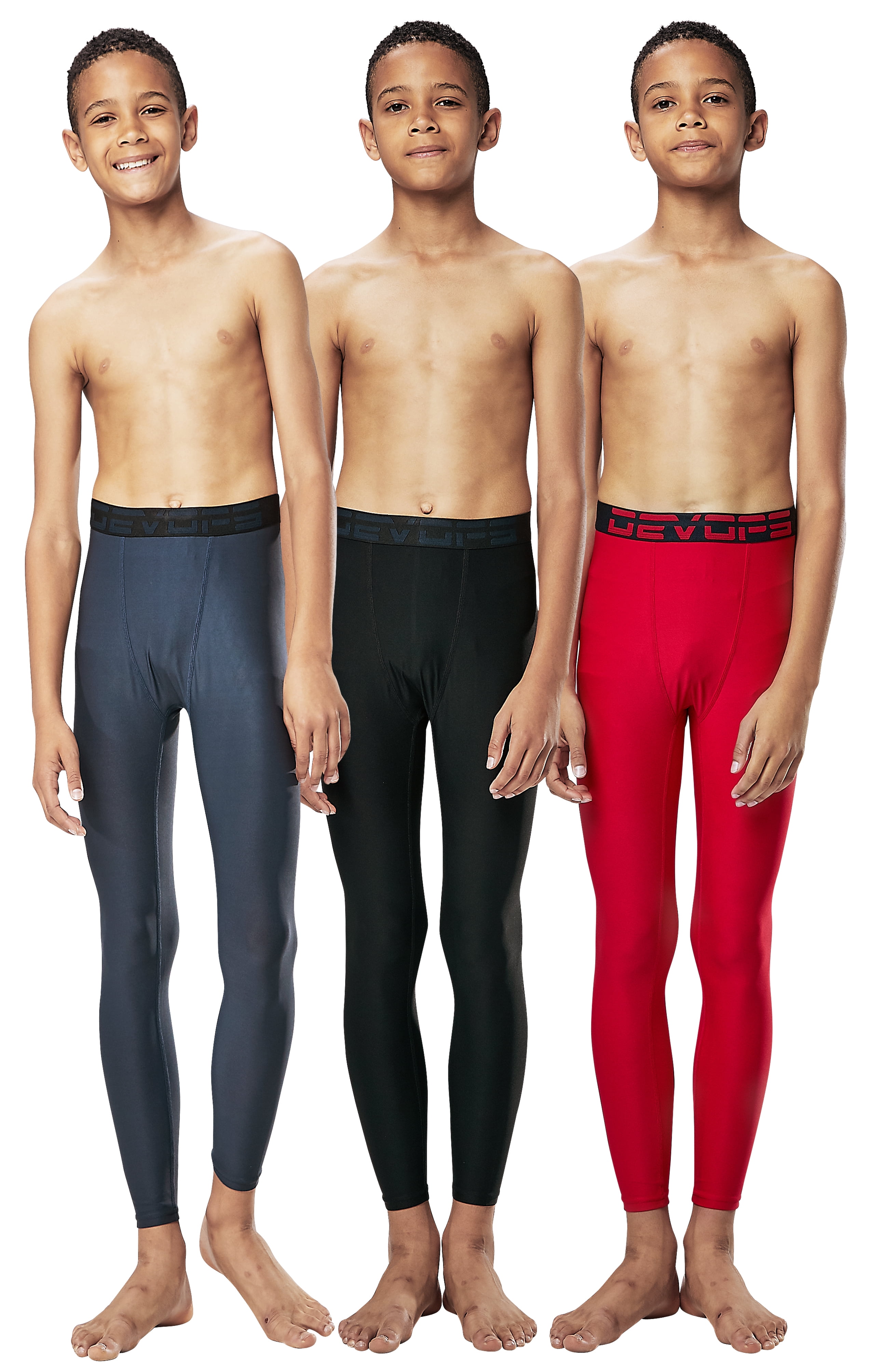 DEVOPS Boys UPF 50+ Compression Tights, 3 Pack Sport Leggings, Large ...