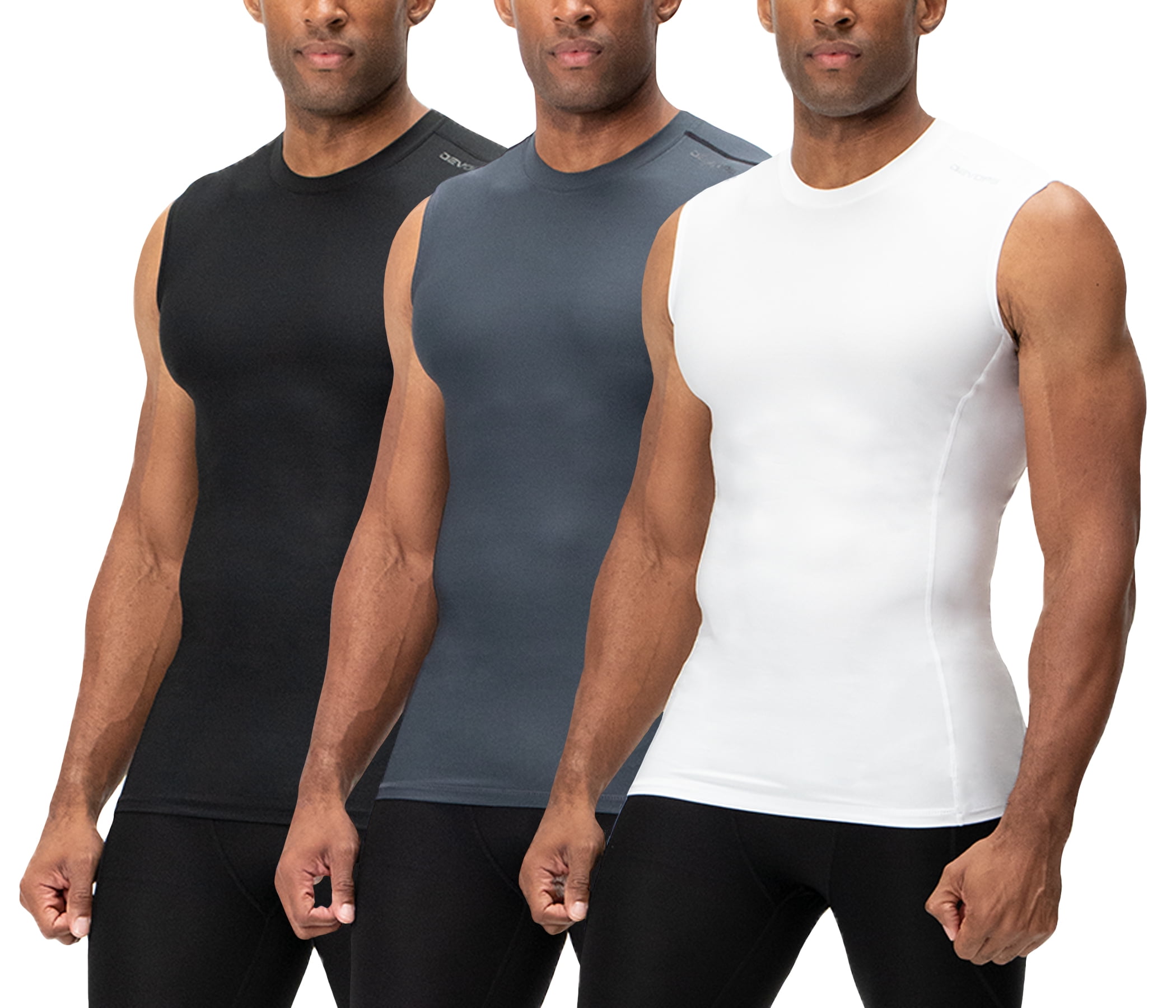 DevOps Compression Sleeveless Spandex Shirt, 3 Count Per Pack M (Men's ...