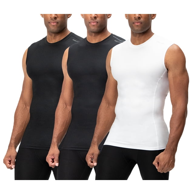DEVOPS Men's Athletic Sleeveless Compression Shirts, 3 Pack, X-Large ...