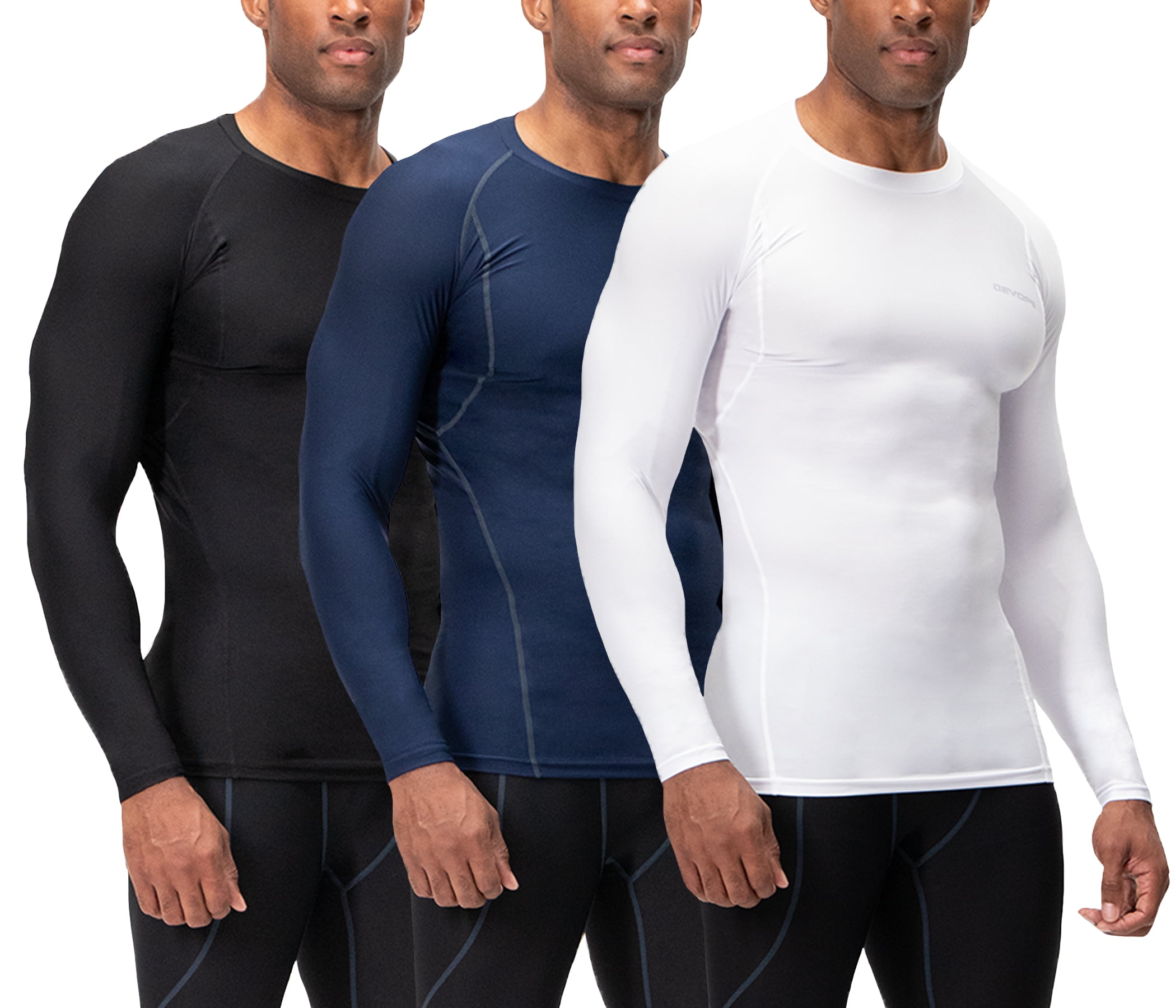 DEVOPS 3 Pack Men's Athletic Long Sleeve Compression Shirts (Small ...