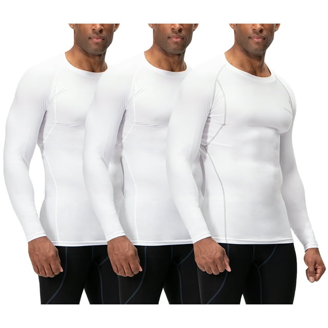 DEVOPS Men's Athletic Gym Undershirt, 3 Pack Long Sleeve Compression ...