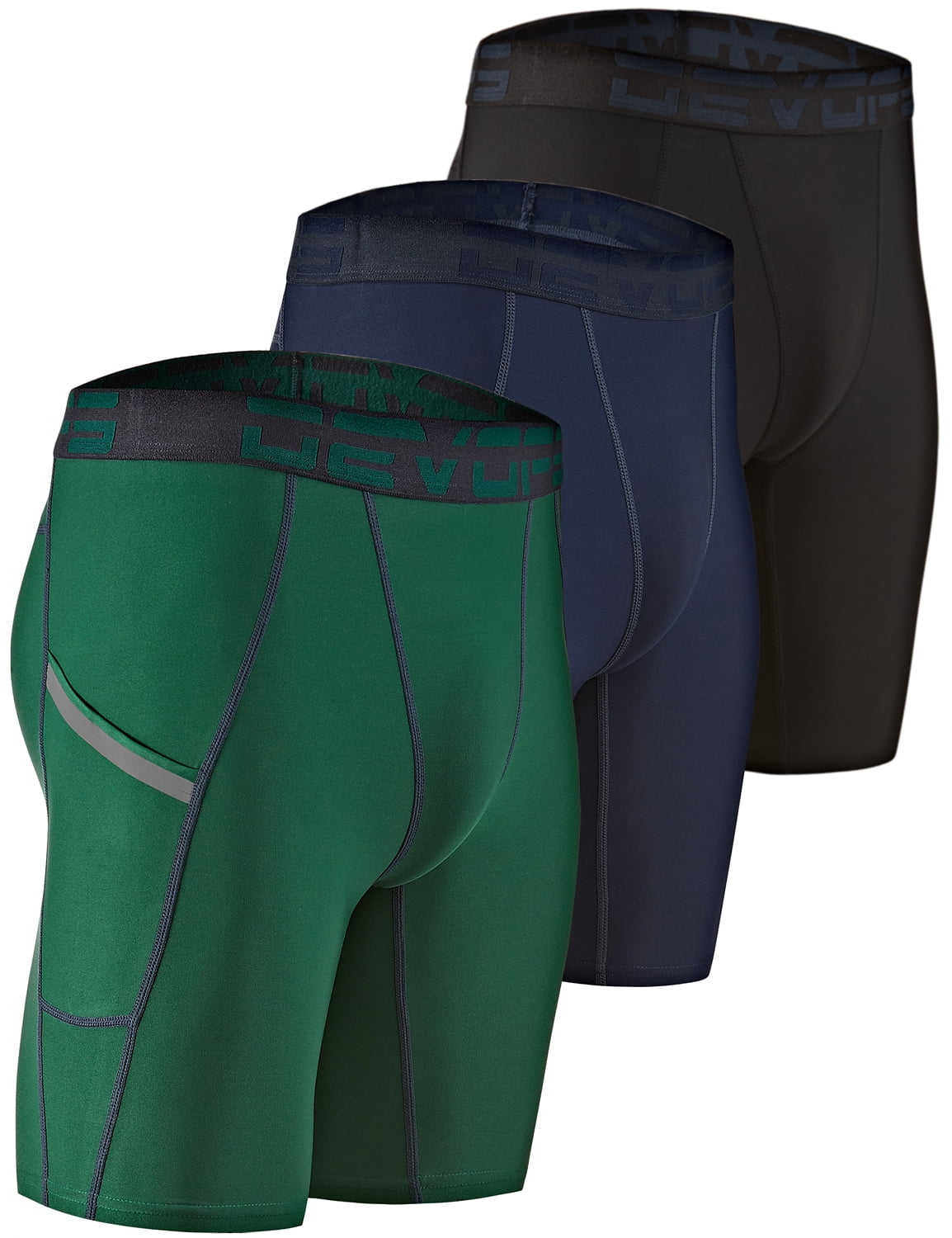 DEVOPS 3 Pack Men's Compression Shorts Underwear With Pocket (Small ...
