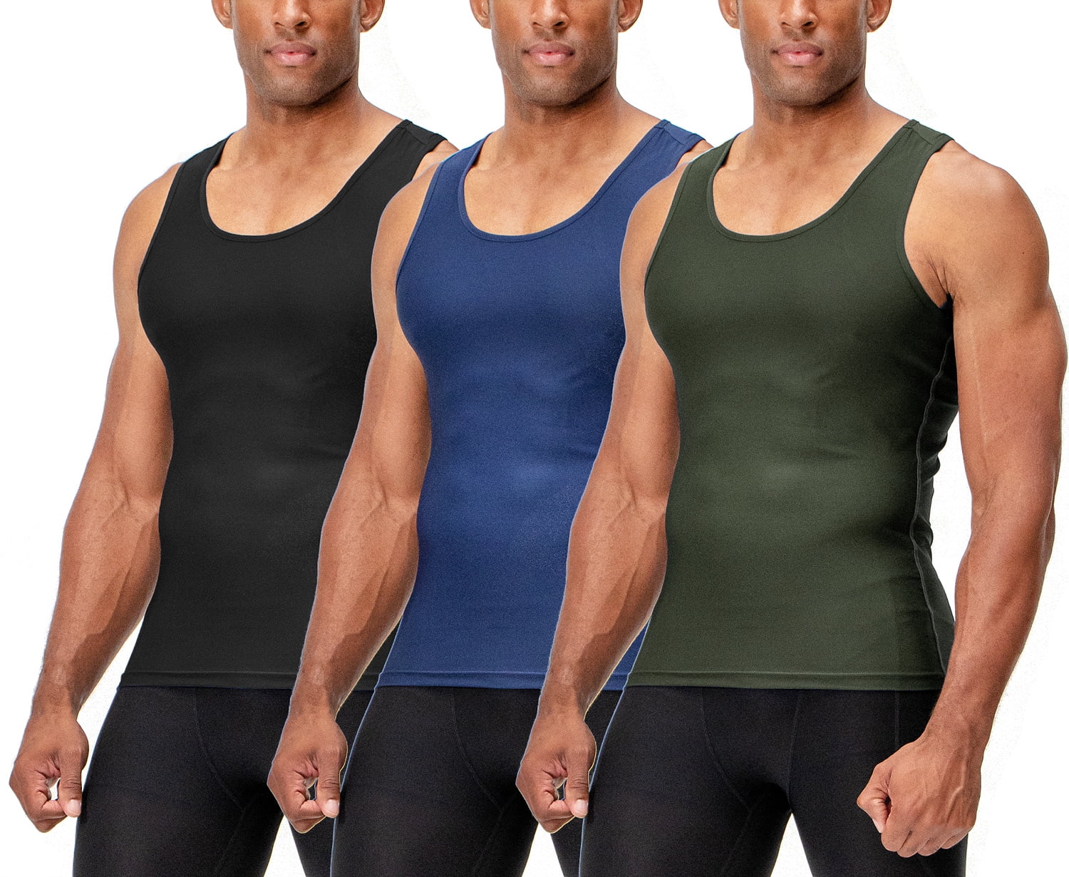 DEVOPS 3 Pack Men's Muscle Dry Fit Compression Tank Top (2X-Large ...