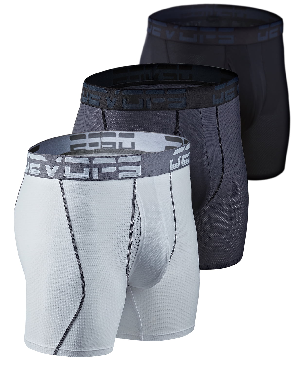 DEVOPS 3 Pack Men's Perfomance Cool Dry Mesh Underwear Boxer Trunk 6-inch Brief (Small, Black ...