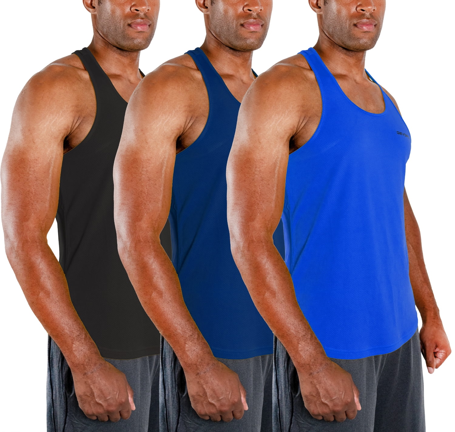 DEVOPS 3 Pack Men's Y-Back dry Fit Muscle Gym Workout Tank Top (Medium ...