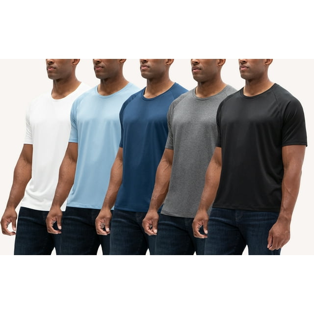DEVOPS Men's 5-Pack UPF 50+ Dri-Fit Workout T-Shirts, Medium, White/Lt ...