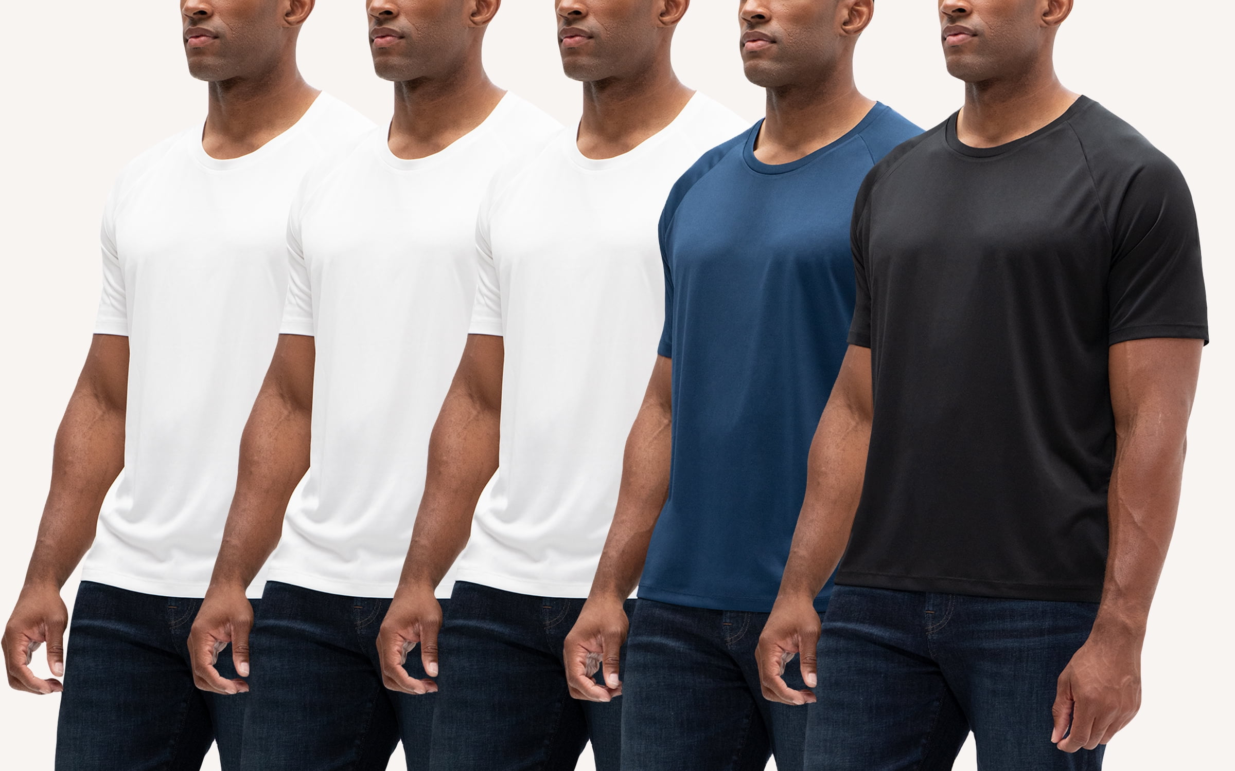 DEVOPS Men's UPF 50+ Protection, Dri-Fit, 5 Pack Workout T-Shirts ...